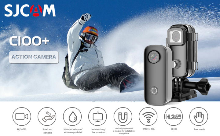 SJCAM C100+ Mini Action Camera 4K/30FPS Video Digital 30M Waterproof WiFi Thumb Camera for ...