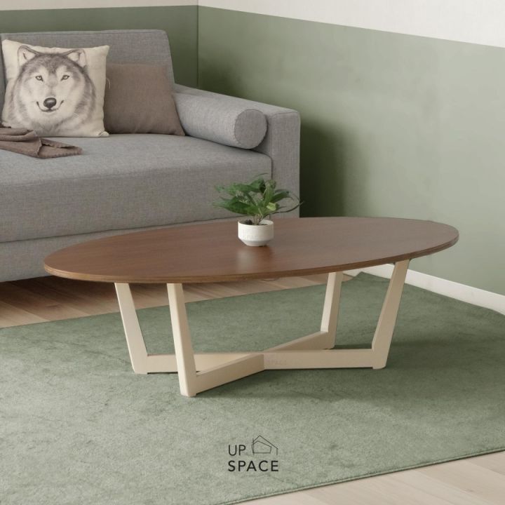 UP SPACE Roku Coffee Table / Meja Tamu Kayu / Meja Keluarga Oval ...