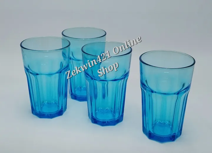 Ikea Pokal Glass, Blue/Clear 35cl set of 4pcs (12 oz) | Lazada PH