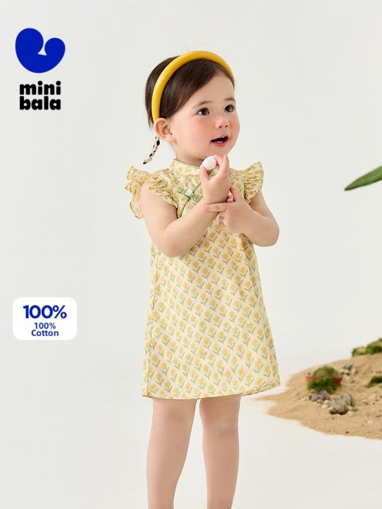 MINI BALA | Cotton New Chinese Style Baby Girl Cheongsam Dress with Non ...