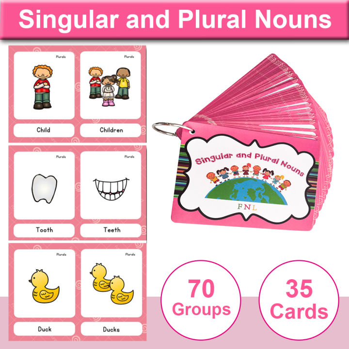 Kids Educational Plural Singular Flashcards Set Flashcard Learn English ...