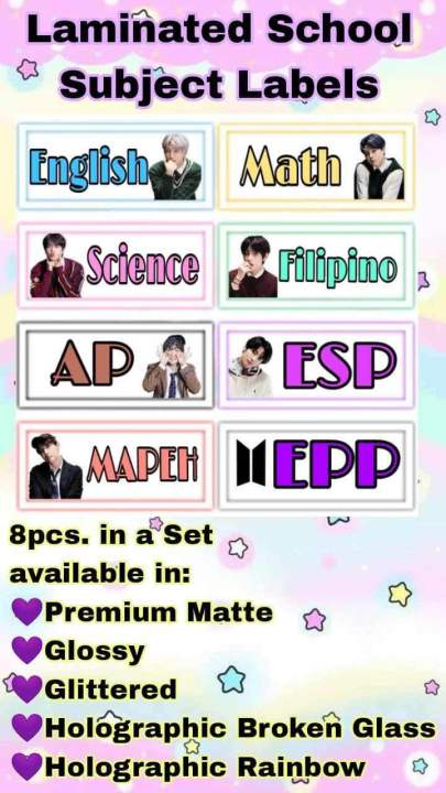BTS LAMINATED SUBJECT LABELS STICKERS (Pre-cut) | Lazada PH