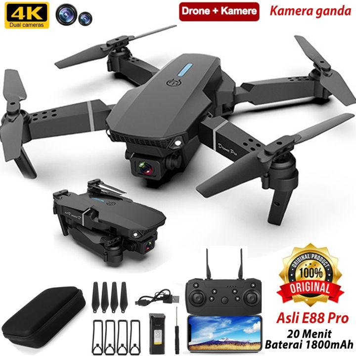 【READY STOCK】RC Drone E88 Pro 4K Dual Kamera Avoid Obstacles WIFI FPV ...