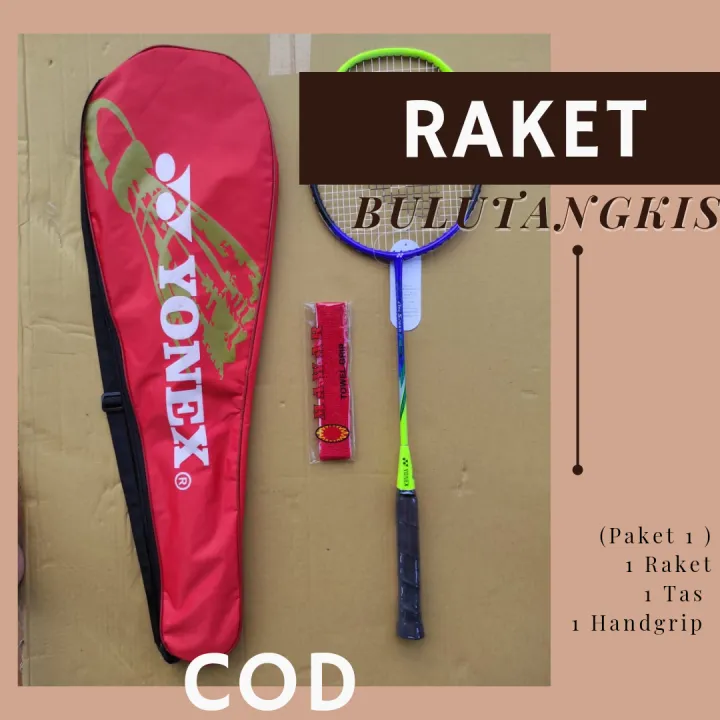 Paket 1 Raket Badminton ( 1 Raket 1 Tas 1 Handgrip) Raket Lentur ...