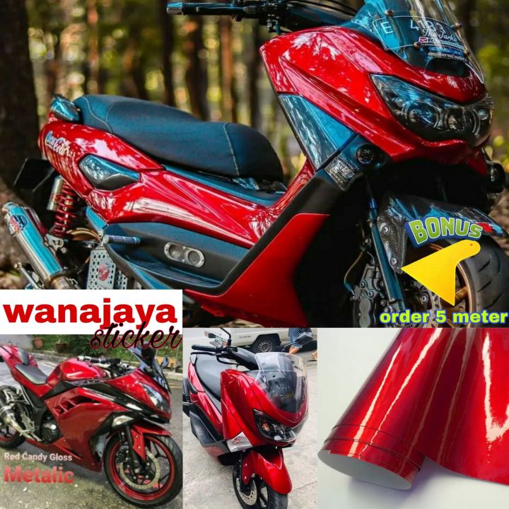 STIKER SKOTLET MOTOR WARNA MERAH METALIK CANDY / SKOTLET MOTOR MERAH ...