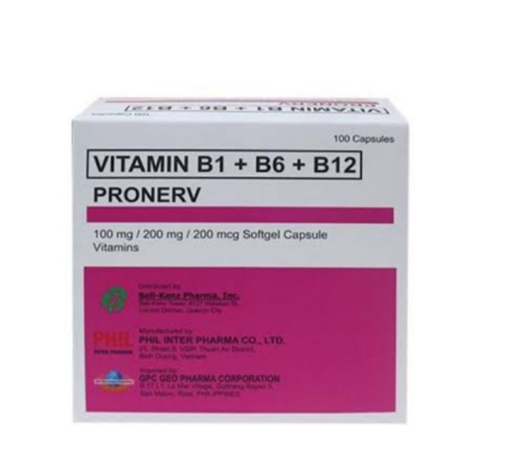 Pronerv Vitamin B1+B6+B12 100mg/200mg/200mcg sofgel capsule (supplement ...