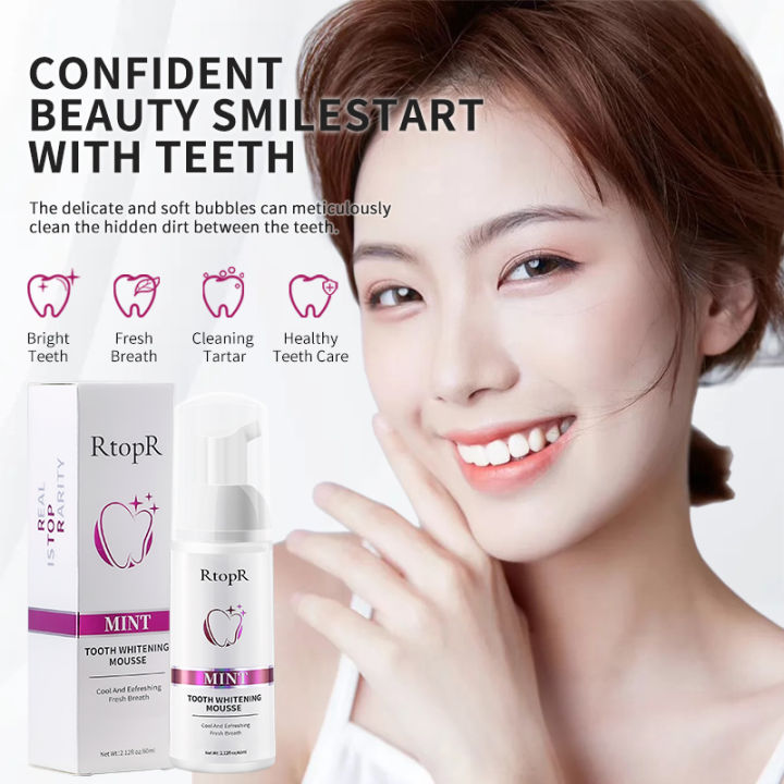 RtopR Teeth Cleansing Whitening Mousse Effective Remove Plaque Stains ...