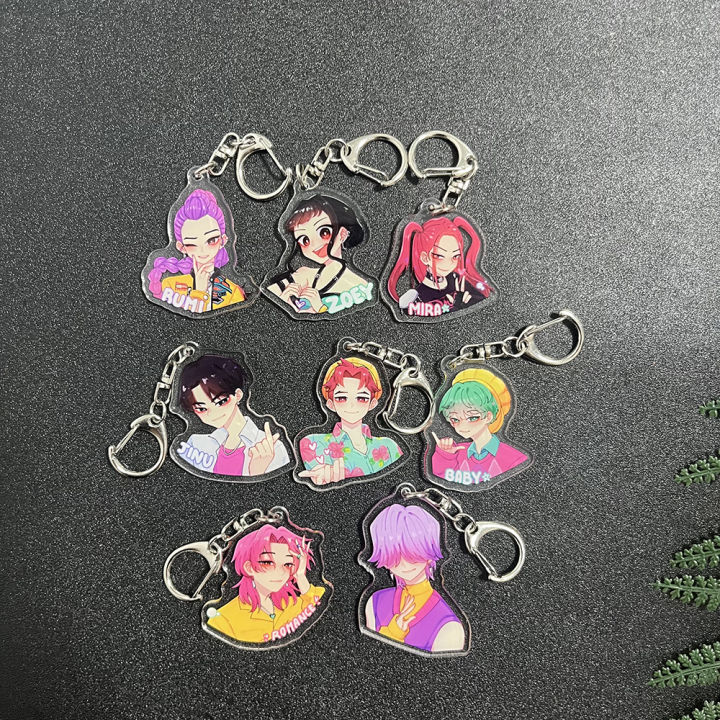 Kpop Demon Hunters Huntrix 2D Flat Acrylic Keychains Collectible Bag Accessories with Saja Rumi ...