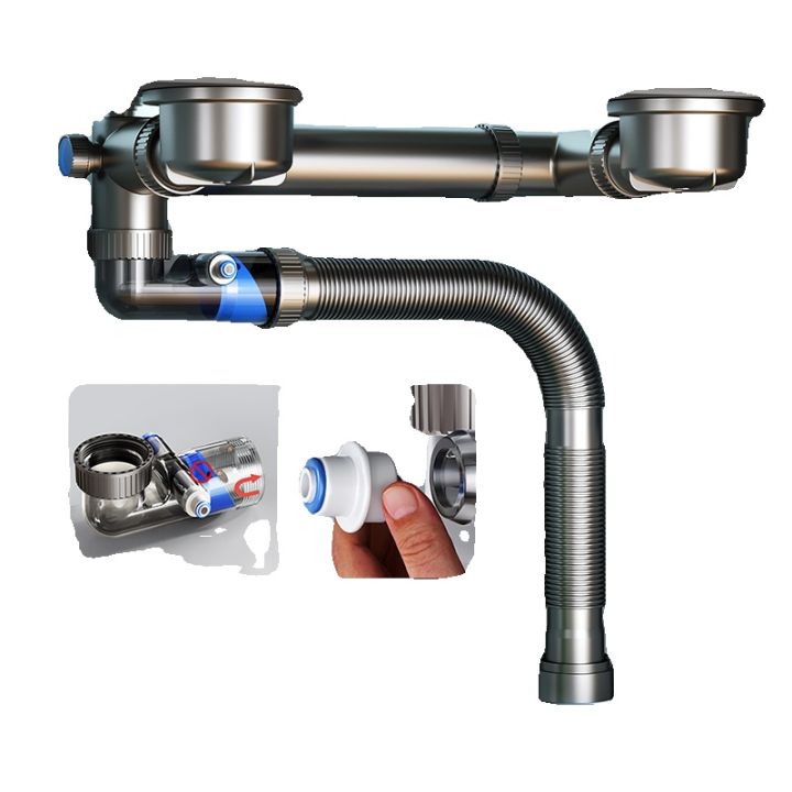 Space-Saving Kitchen Downcomer Drain Pipe Accessories Washing Basin ...