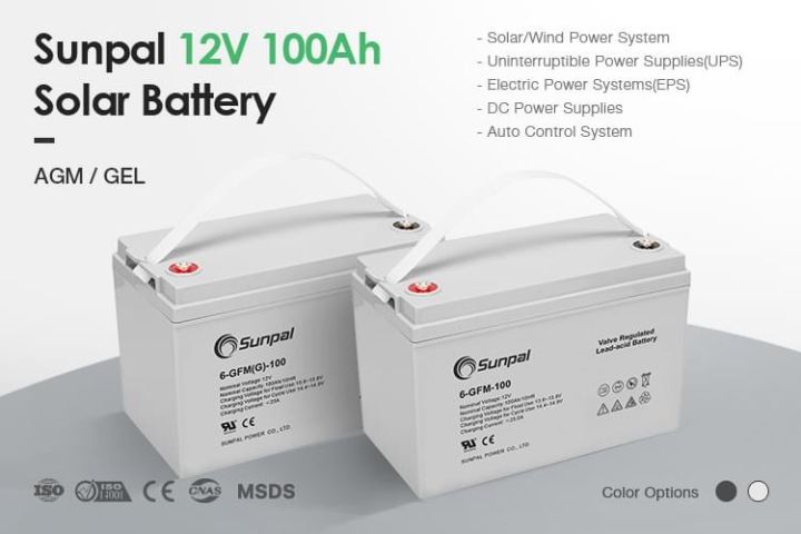 Sunpal Solar Deep Cycle Gel Battery 100Ah 12v C10 Rate Maintenance Free ...