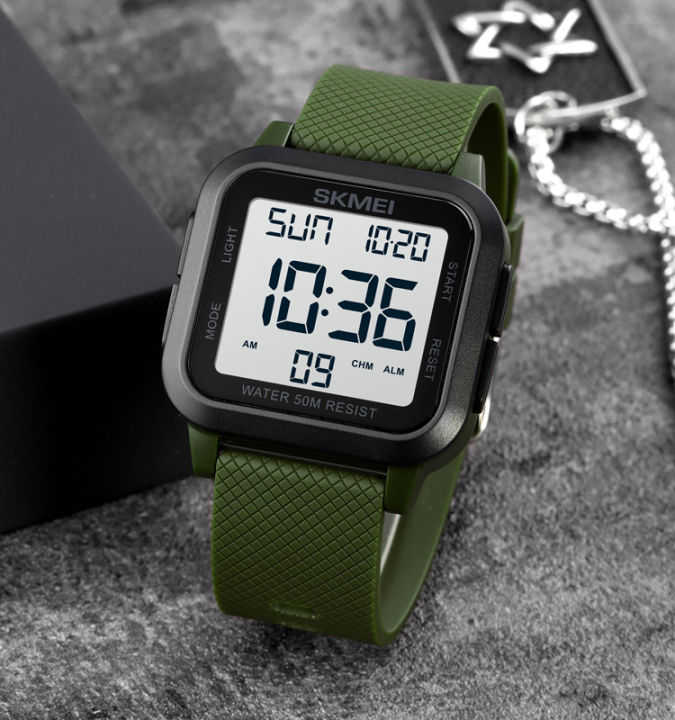 Skmei 1894 Men Alarm Chrono Clock 5Bar Waterproof Military Watches LED ...