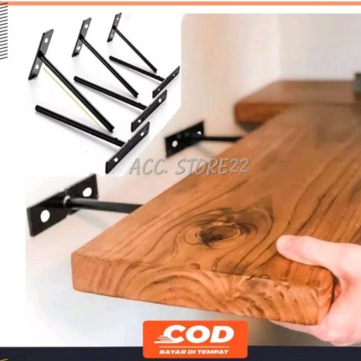 ( 1 pcs ) Bracket besi rak ambalan melayang termurah 100% kuat bahan ...