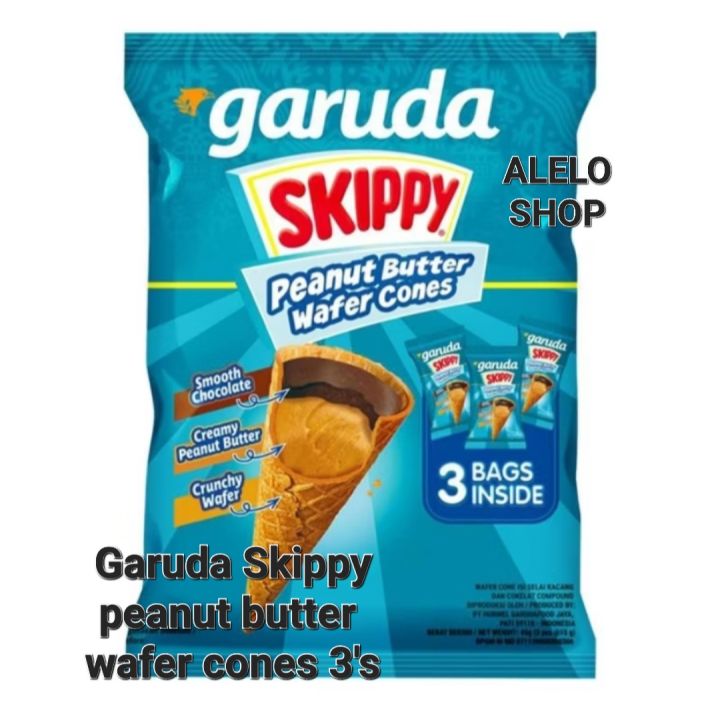 Garuda skippy peanut butter wafer cone 45g 15g 45 15 3 pcs 1 pc memtega ...