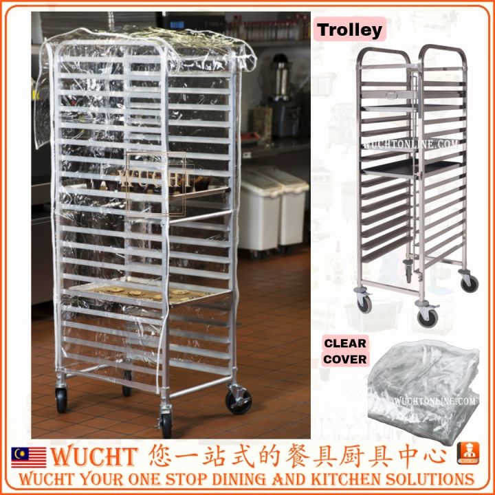 【WUCHT】60x40 Baking Tray Trolley 15 tiers Baking Trolley CLEAR PVC ...