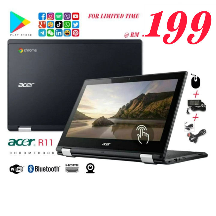 Smart Buy ACER CHROMEBOOK R11 CONVERTIBLE 11.6" Touch Screen HD N3150 ...
