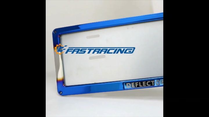 CAR PLATE FRAME COVER STAINLESS STEEL WITH ACRYLIC COVER TITANIUM BLUE ...