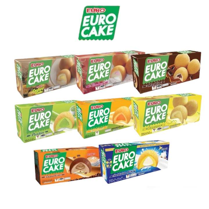 🥠Euro🥠 ยูโร่เค้ก คัสตาร์ดเค้ก ยกกล่อง 12 ห่อ คัสตาร์ด ใบเตย นมฮอกไกโด ...