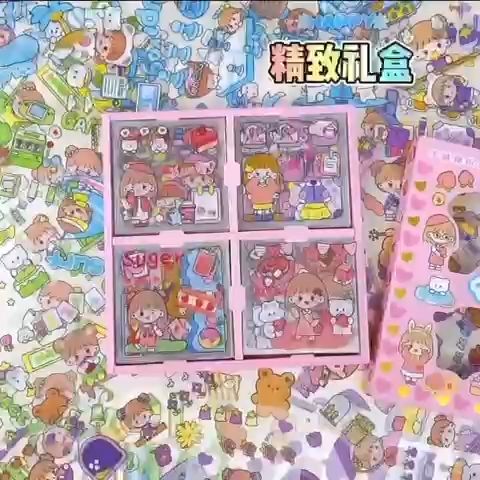 Ready stock-200 Pcs/Box Cute Girl Cartoon Stickers Washi Stickers Cute ...