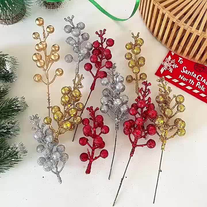 DIY Red Berry Bouquet Garland Artificial Berry New Year Christmas ...