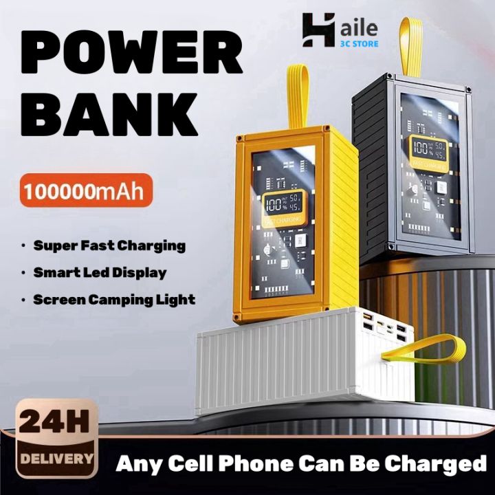 【Haile-shop】Power bank Orginal brand mini power bank 120W Four port ...