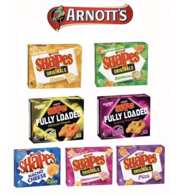 ARNOTTS SHAPES AUS 🇦🇺Assorted SHAPES PIZZA SHAPES BBQ SHAPES CHEDDAR ...