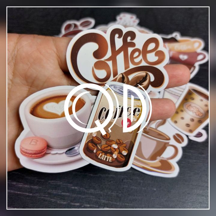 stiker coffe aesthetic sticker glossy gambar coffe aesthetic murah isi ...