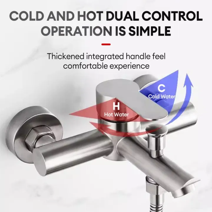 Hot And Cold Shower Set Stainless Bathroom Faucet With Shower Mixer ...