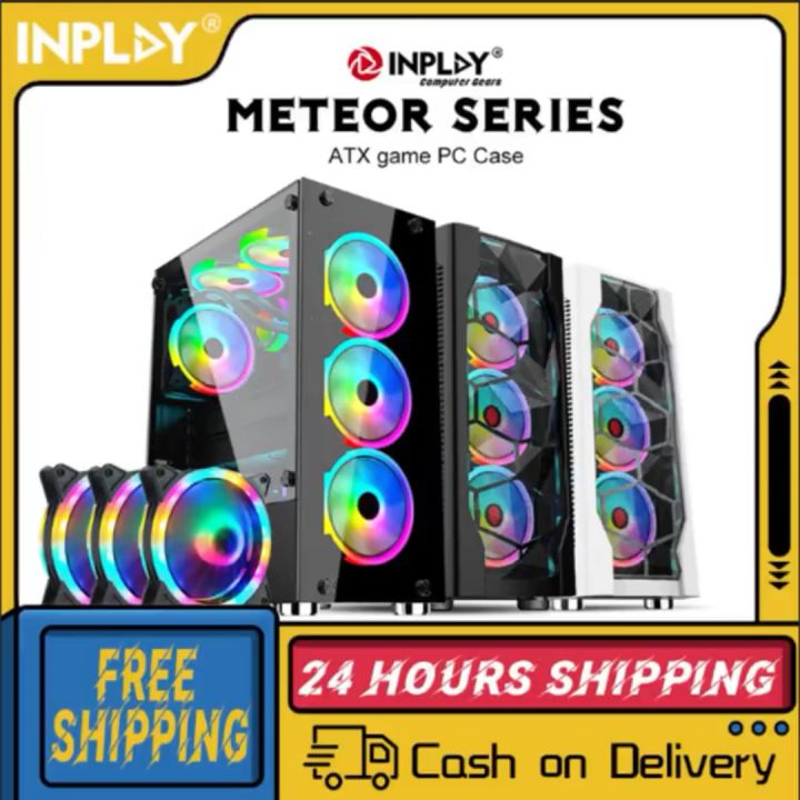 【INPLAY PC CASE WITH FAN】 Meteor 01 Mid Tower Gaming Case Black ...