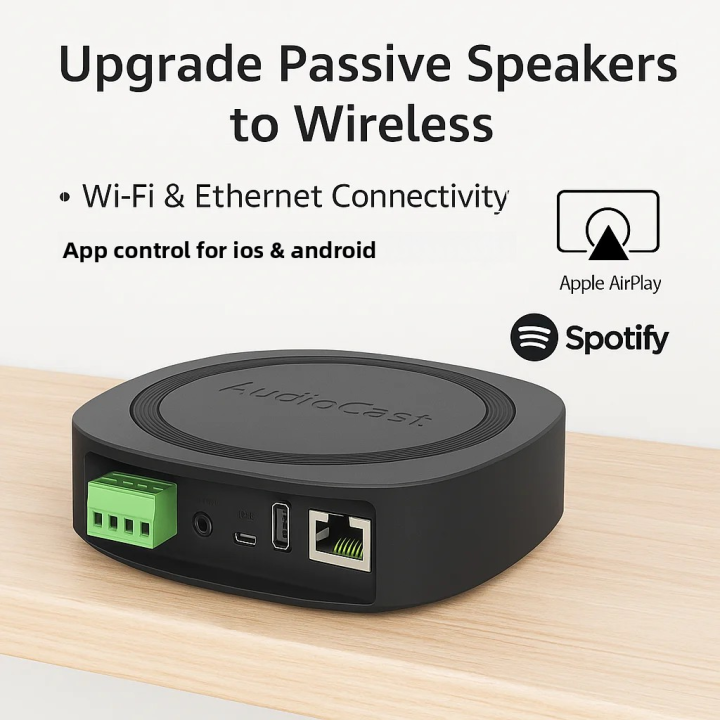 Audiocast Amp50 wireless WiFi & Bluetooth 5 amplifier audio receiver ...