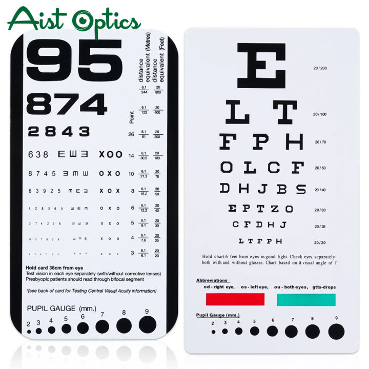 Far Near Vision Standardized Eye Chart Visual Testing Pocket Eye Chart ...