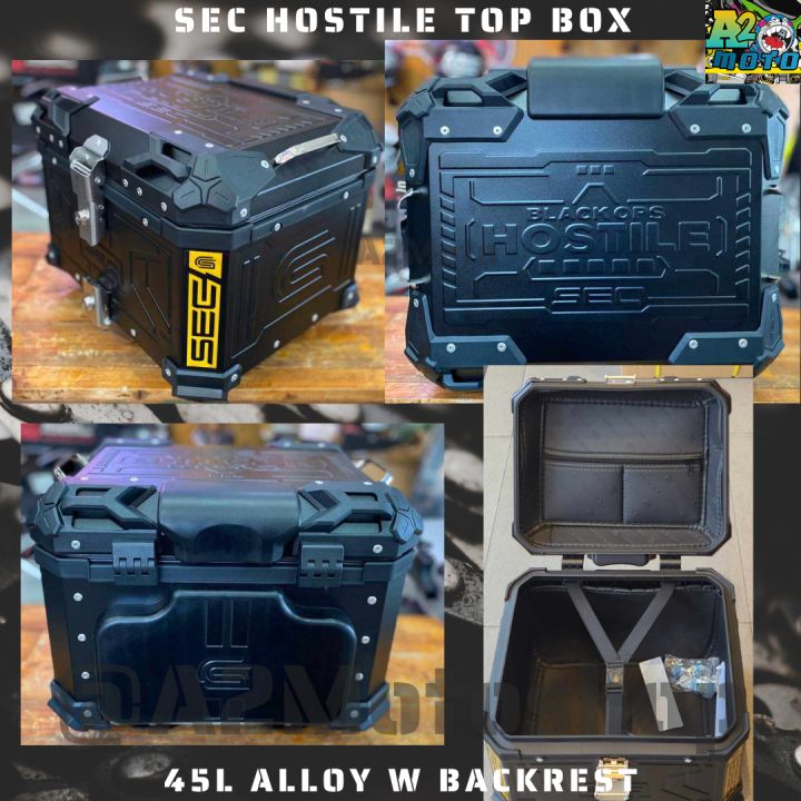 SEC Alloy Top Box 45L 55L with Back Rest Aluminum Top Case 3X Mamba ...