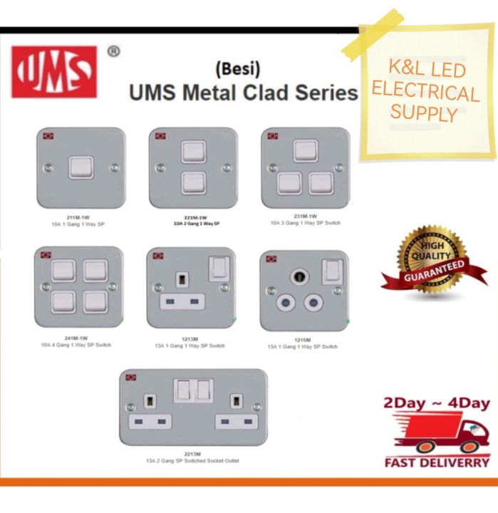 UMS METAL CLAD SWITCHED SOCKET OUTLET/ SURFACE SWITCH SIRIM APPROVED ...