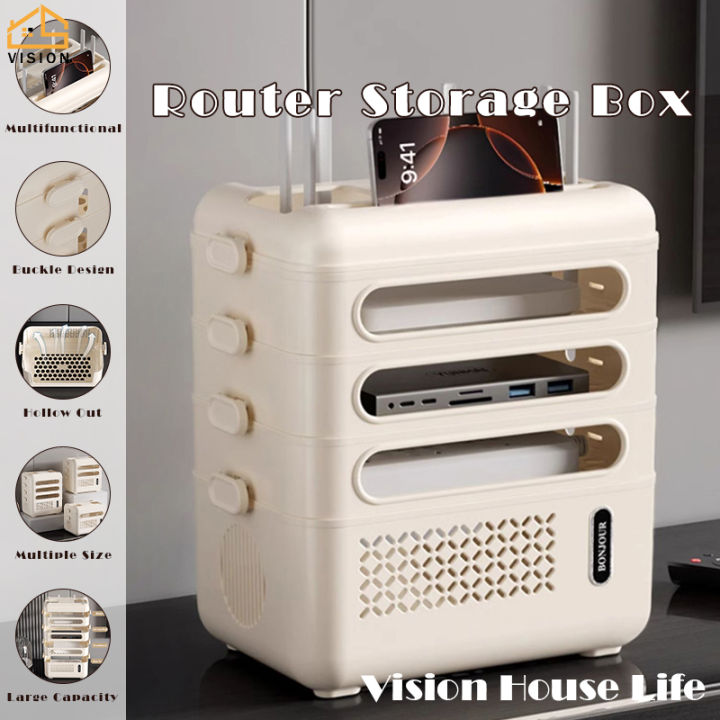 Vision 1/2/3/4 Layer WiFi Router Storage Box Desktop Socket Wire ...