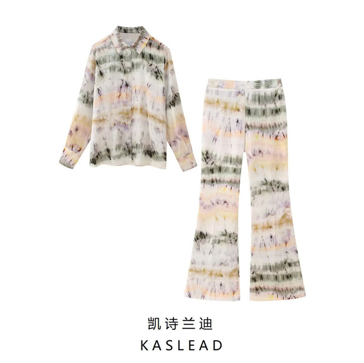 Kaslead เสื้อผ้าผู้หญิงแบบใหม่เสื้อเชิ้ตพิมพ์ลายมัดย้อมสไตล์ยุโรป ...