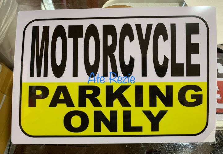 MOTORCYCLE PARKING ONLY PVC Signage 7.8x11 inches | Lazada PH