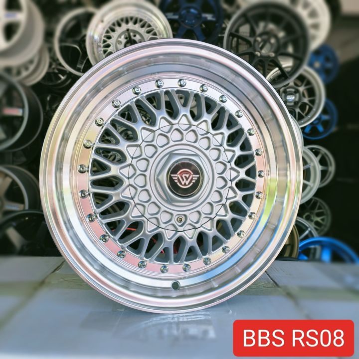 💯ล้อแม็ก BBS RS008 ขอบ15 กว้าง7 ET30 4/100 และ 4/114 สีเงิน/ขอบเงา🔸*ราคาต่อ 1วง ขายยกชุด 4วง ไม่ ...