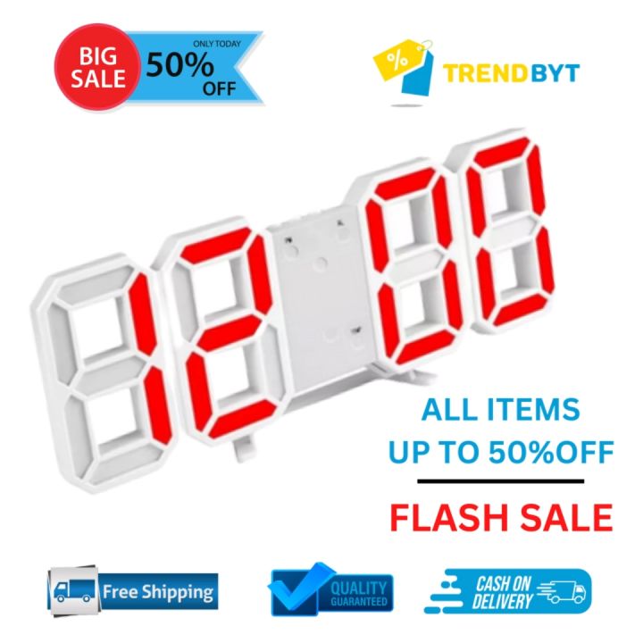 TRENDBYT - 3D LED Digital Table or Wall Clock | Aesthetic Design For ...