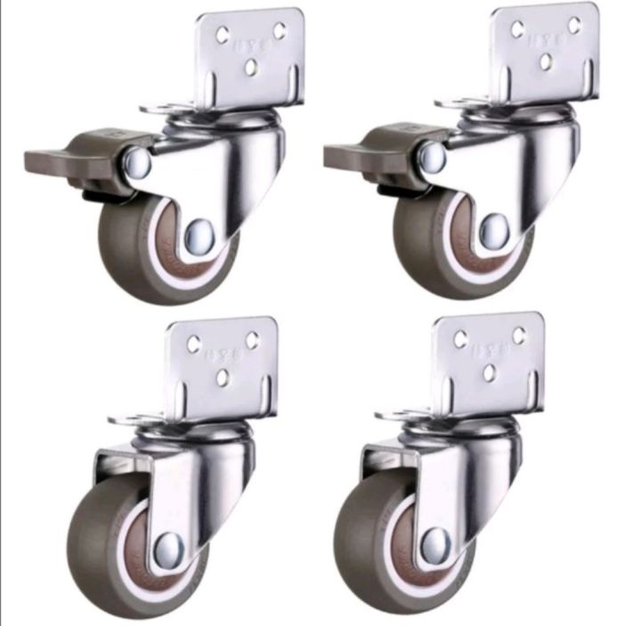 4pcs 1.5inch Casters Wheels Soft Rubber Swivel Caster Quite Roller ...