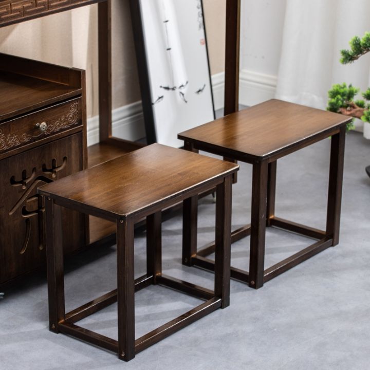 New Chinese Style Small Square Stool Solid Wood Bamboo Living Room Home ...