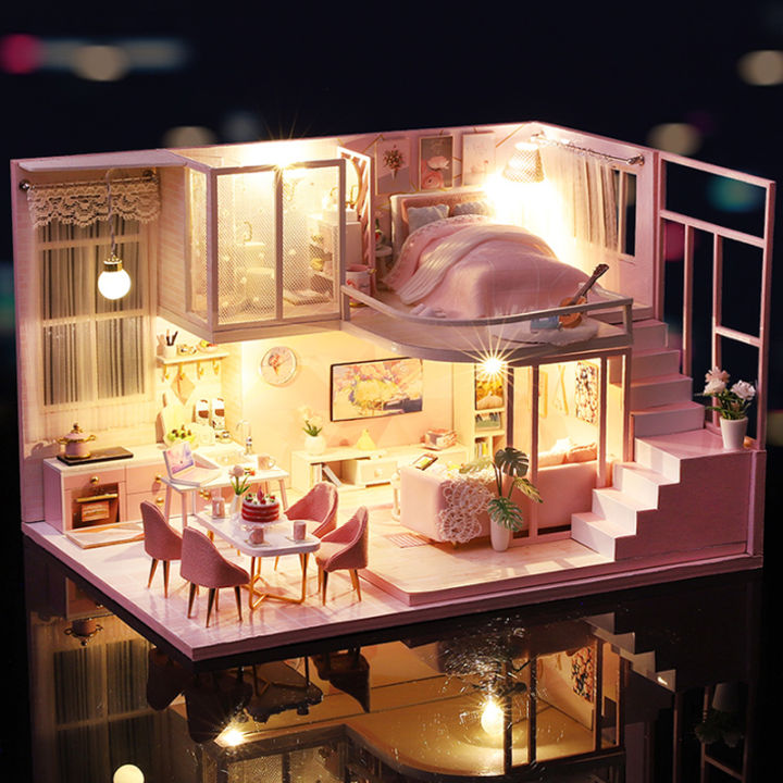 DIY Cottage Handmade Attic House Small House Model Assemble Art House ...