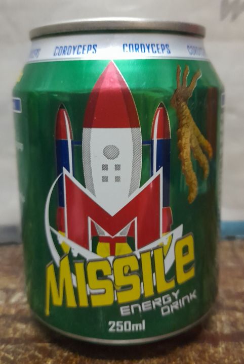 MISSILE energy drink จากกัมพูชา ปริมาณ 250 มล. ขนาดกระป๋อง เส้นผ่าศูนย์กลาง 6.5 ซม. สูง 9.5 ซม. ...