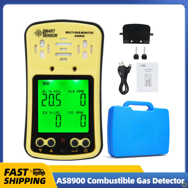 SMART SENSOR AS8900 Combustible Gas Detector Analyzer Handheld Multi-Gas Monitor Gas Detector O₂ ...