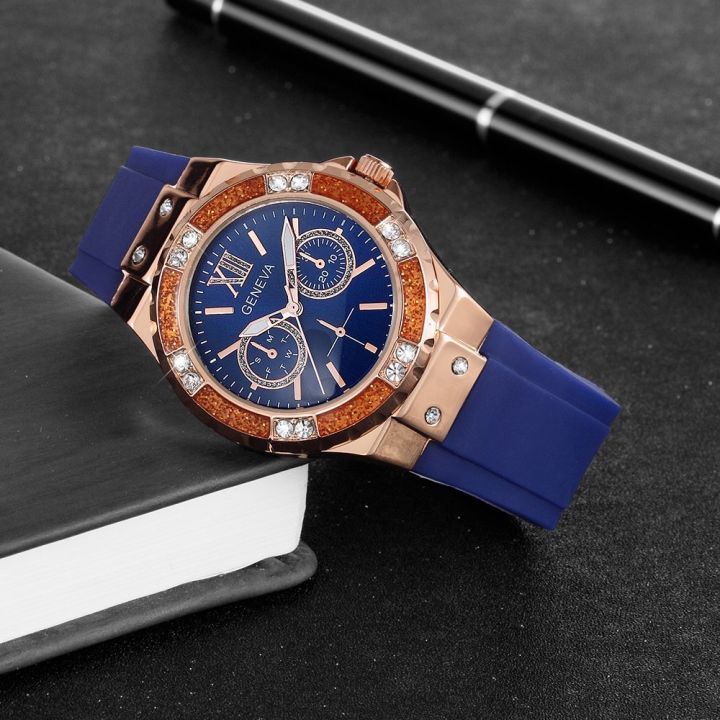 นาฬิกา Geneva เจนนิวา รุ่น GV-1001 เเบรนด์เเท้ปูไปรยา สายยางนิ่มใส่สบาย ...