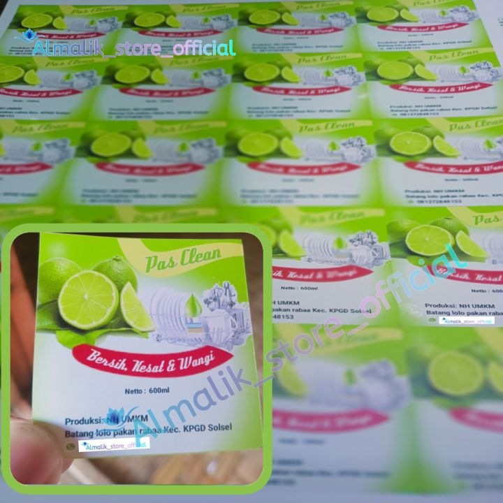 Stiker label sabun cuci piring custom nama anti air / stiker label ...