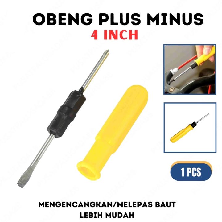 Obeng Min Plus Dua Arah Screwdriver Bolak Balik 4 Inch Kuning | Lazada ...