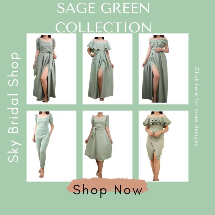 BRIDESMAIDS GOWN SAGE GREEN BRIDAL ENTOURAGE DRESSES | Lazada PH