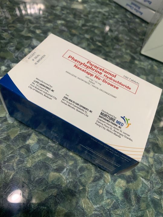 Nasatapp No-Drowse 1 box 100 tablet Analgesic Antipyretic Decongestant ...