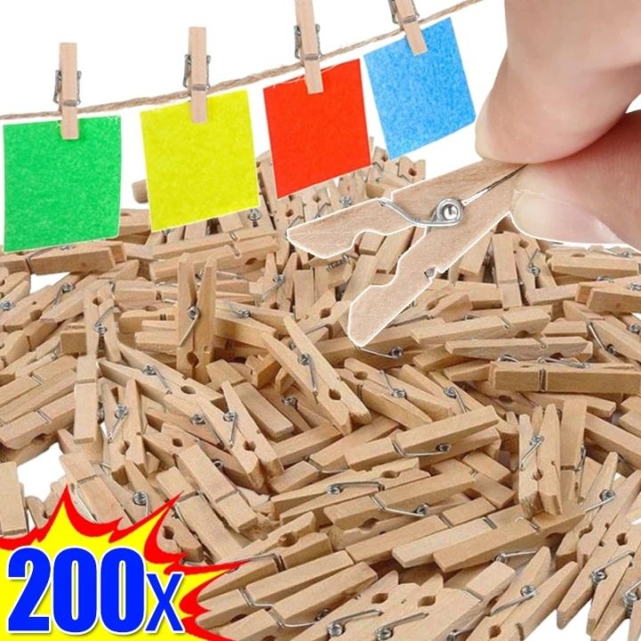 200PCS Mini Wooden Clips Handmade Craft Decorative Photo Clips ...