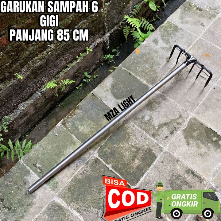 Garukan sampah Gerigi 6 gagang full besi panjang 85 CM - Garukan ...