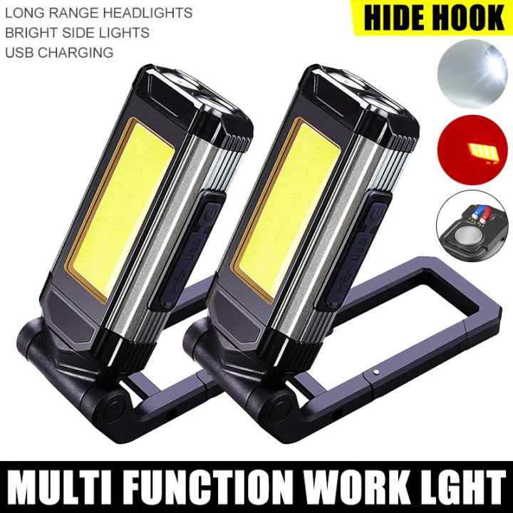Portable COB Work Light USB Rechargeable LED Flashlight Portable ...